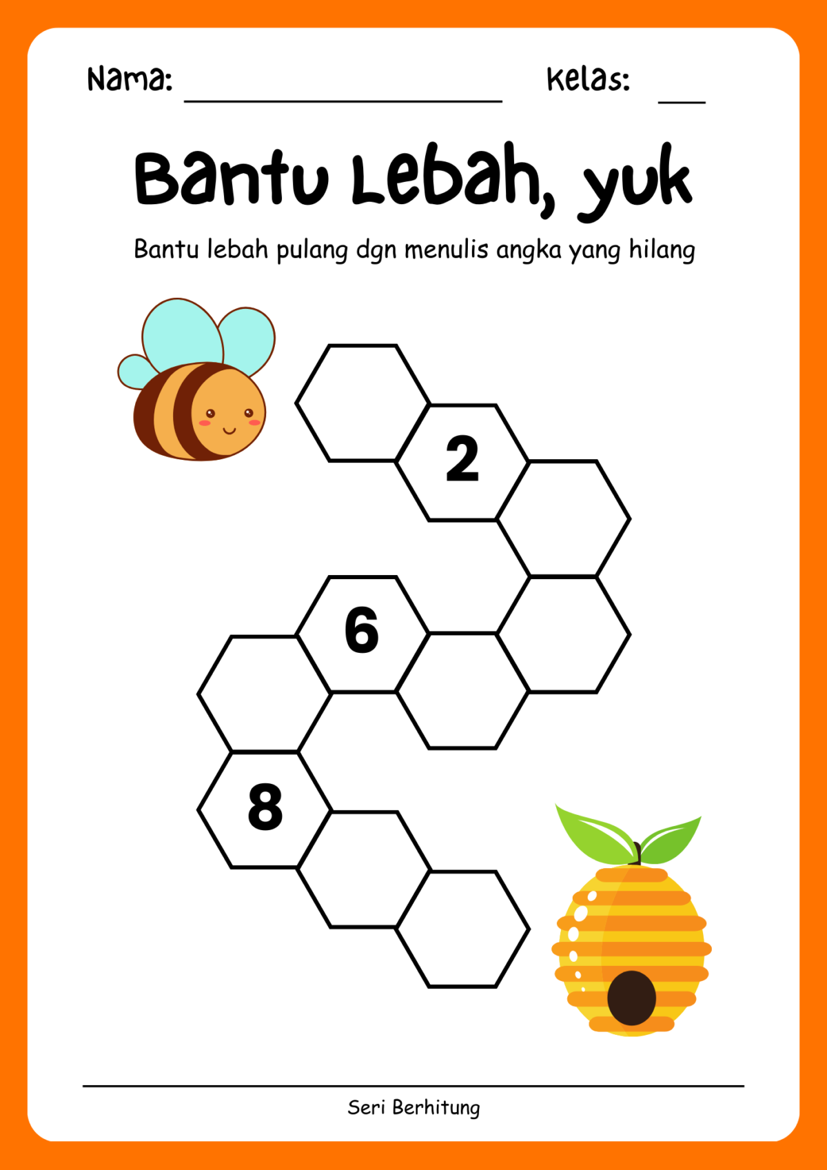 Worksheet Melengkapi Urutan Angka TK & PAUD – Latihan Berhitung Seru ...